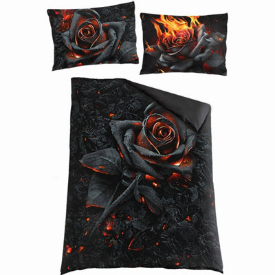 Spiral Direct Burnt Rose Duvet Cover Set Black (Single)