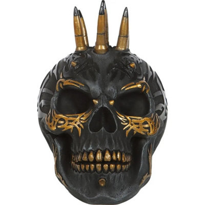 Spiral Direct Resin Skull Sculpture Black/Gold (One Size)