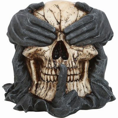 Spiral Direct See No Evil Resin Skull Sculpture Black/White (One Size)