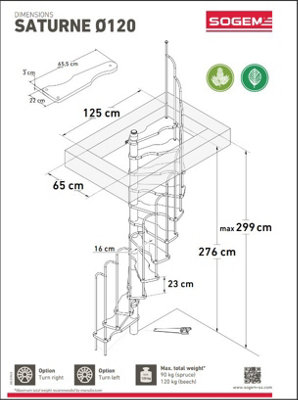 Spiral staircase Saturn 180 degree turn DOLLE