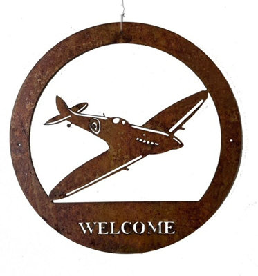 Spitfire Large Wall Art - With Text - Steel - W49.5 x H49.5 cm - Bare ...
