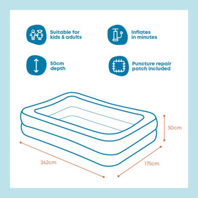 SPLASH Inflatable Paddling Pool - 8.5ft, Lightweight, Durable, Easy ...