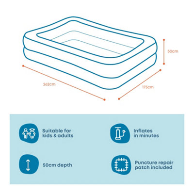 SPLASH Inflatable Paddling Pool - 8.5ft, Lightweight, Durable, Easy ...