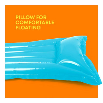 SPLASH Inflatable Water Lounger Mat Blue Pool Lilo Float with Pillow ...