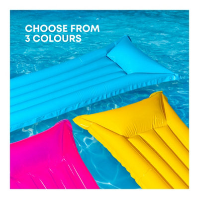 SPLASH Inflatable Water Lounger Mat Blue Pool Lilo Float with Pillow ...