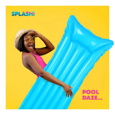 SPLASH Inflatable Water Lounger Mat Blue Pool Lilo Float with Pillow ...