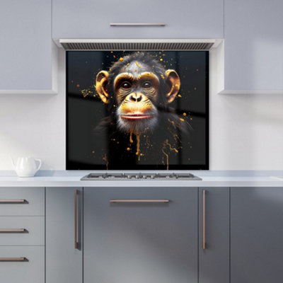 Splashart Cheeky Chimp Face Premium Glass Kitchen Splashback W700mm x ...