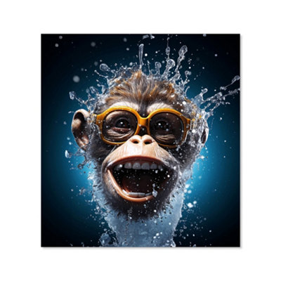 Splashart Cheeky Chimp Face With Glasses Premium Glass Kitchen ...