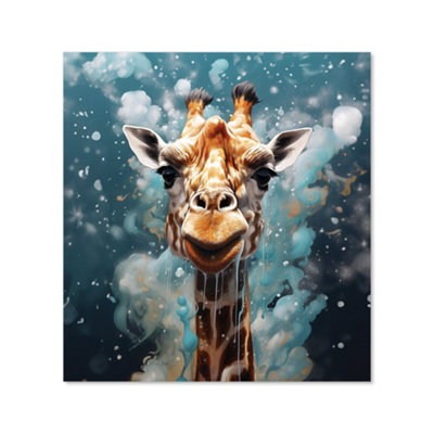Splashart Giraffe Face Premium Glass Kitchen Splashback W600mm x H600mm