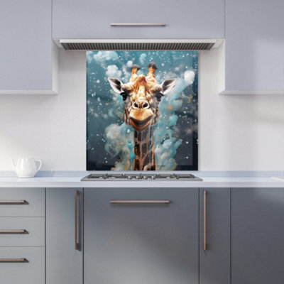 Splashart Giraffe Face Premium Glass Kitchen Splashback W600mm x H650mm