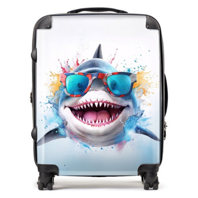 Splashart Shark In Glasses Suitcase - Large