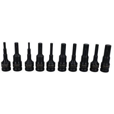 Spline Impact Deep Impacted Bit Sockets Extra Long M5 - M18 10pc