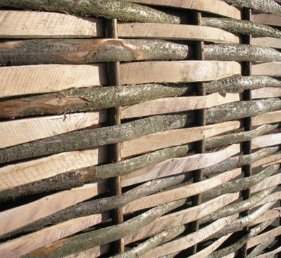 Split Hazel Hurdle Fence Panel Natural 6ft x 6ft Handwoven Weave