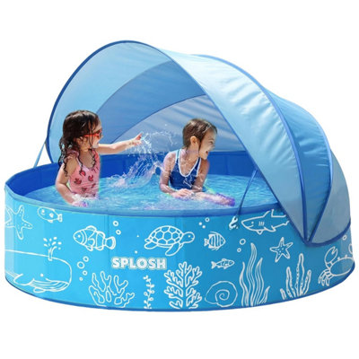 Splosh 4 ft Kids Paddling Pool With UV Sun Shade Canopy - Easy Setup ...