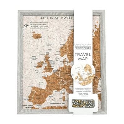 Splosh Desktop Travel Map Europe Pin Cork Board with Pins 27 x 22cm