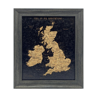 Splosh Desktop Travel Map UK & Ireland Pin Cork Board with Pins 30cm x ...