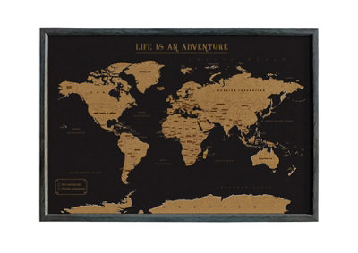 Splosh Desktop XL World Travel Map Pin Cork Board with Pins 45cm x 30.5cm