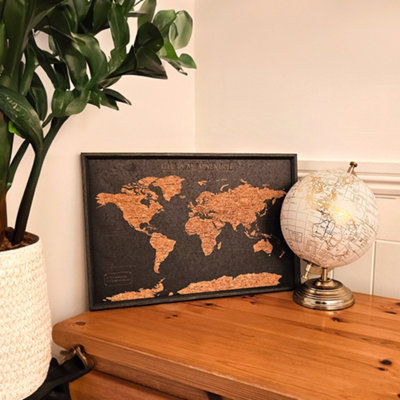 Splosh Desktop XL World Travel Map Pin Cork Board with Pins 45cm x 30.5cm