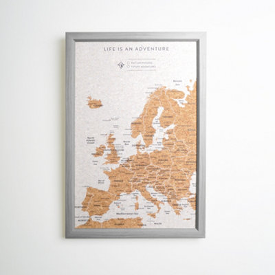 Splosh Travel Map Europe Pin Cork Board with 100 Pins 54 x 36.5cm