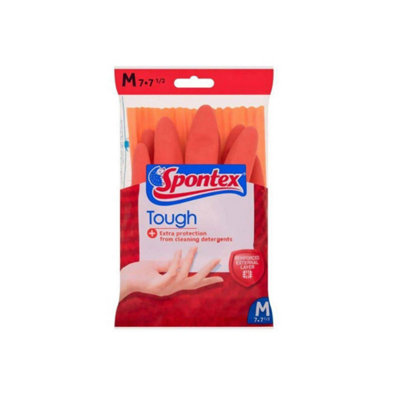 Spontex Tough Gloves Reinforced Protection Medium Size x 12 Pairs in ...
