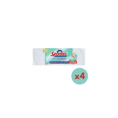 Spontex Washups Sponge Set - 4 Packs of 4 Sponges Each (Total of 16 ...