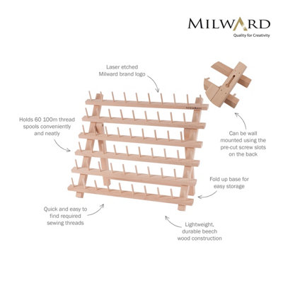 SPOOL HOLDER X60 - Spool Holder: 60 Spools: Beech Wood - Milward