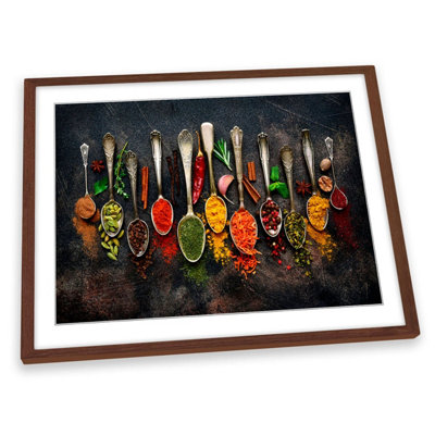 Spoons Spices Kitchen Modern FRAMED ART PRINT Picture Artwork Walnut ...