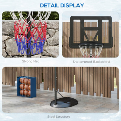 SPORTNOW 1.7-2.3m Basketball Hoop and Stand w/ Weighted Base, Wheels ...