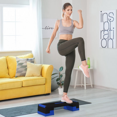 SPORTNOW 15cm/20cm/25cm Aerobic Step Platform for Home, Office - Blue