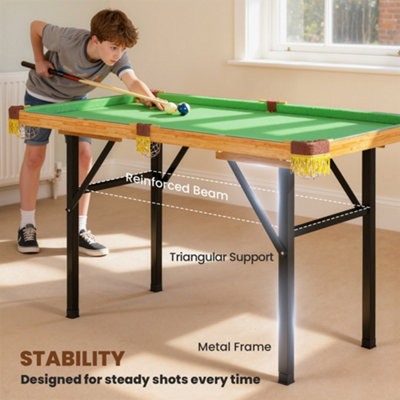 SPORTNOW 4FT Folding Pool Table, Mini Billiards Table Set for Kids, Green