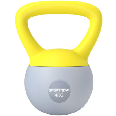 SPORTNOW 4KG Kettlebell with Soft Body and Non-Slip Handle, Yellow and Grey