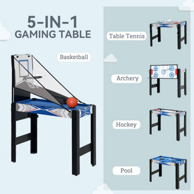 SPORTNOW 5-in-1 Multi Games Table, Combo Sports Game Table, Blue