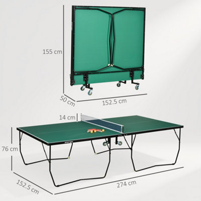 SPORTNOW 9FT Folding Table Tennis Table w/ 8 Wheels for Indoors, Green