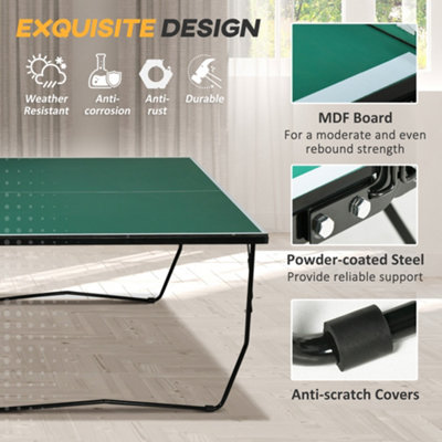 SPORTNOW 9FT Folding Table Tennis Table w/ 8 Wheels for Indoors, Green