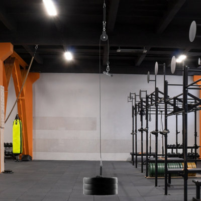 SPORTNOW Cable Pulley System, Lat Pull Down System with DIY Loading ...