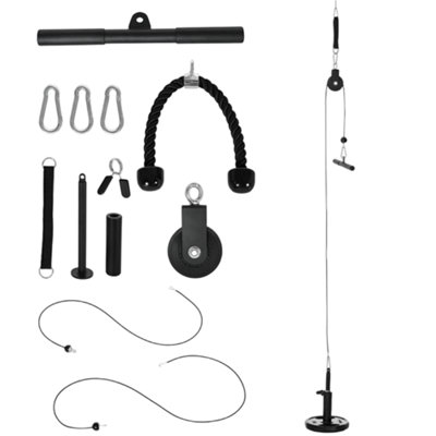 SPORTNOW Cable Pulley System, Lat Pull Down System with DIY Loading ...