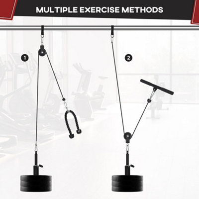 SPORTNOW Cable Pulley System, Lat Pull Down System with DIY Loading ...