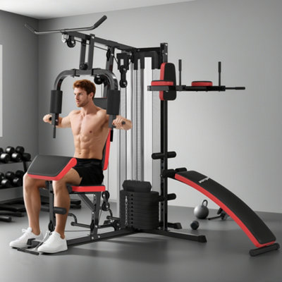 SPORTNOW Multi Gym Workout Station with Sit Up Bench, Push Up Stand ...
