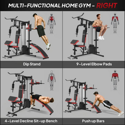 SPORTNOW Multi Gym Workout Station with Sit Up Bench, Push Up Stand ...