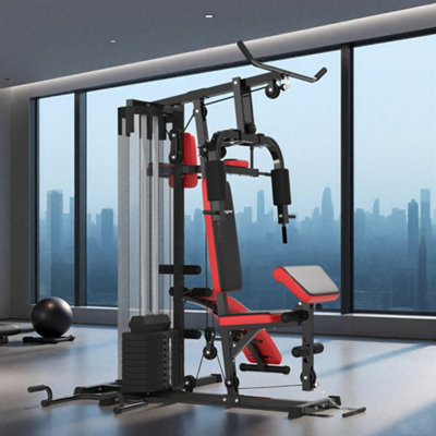 SPORTNOW Multi Gym Workout Station with Sit Up Bench, Push Up Stand ...