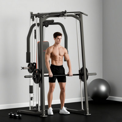 SPORTNOW Multigym, Smith Machine Power Cage for Home Gym, Weight Lifting