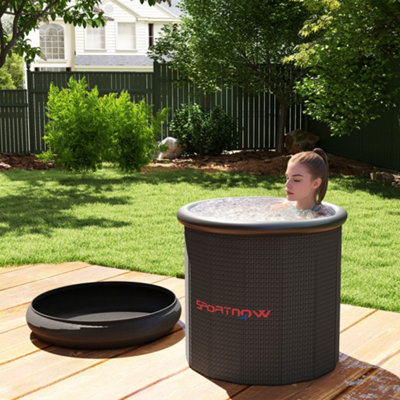 SPORTNOW Outdoor Ice Bath Tub, 300L Portable Cold Water Therapy Tub, Black