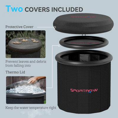 SPORTNOW Outdoor Ice Bath Tub, 300L Portable Cold Water Therapy Tub, Black
