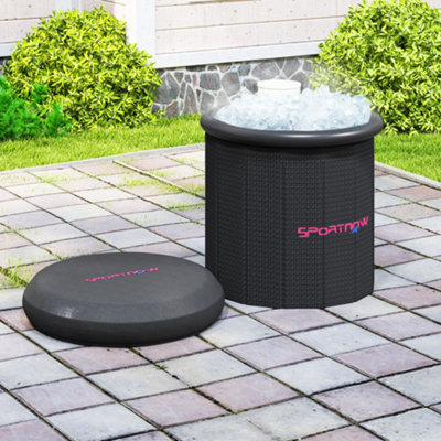 SPORTNOW Outdoor Ice Bath Tub, 300L Portable Cold Water Therapy Tub, Black