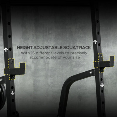 SPORTNOW Smith Machine Power Rack with Pull Up Bar, Lat Pull Down System