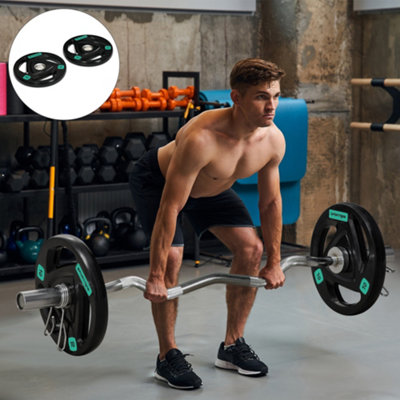 SPORTNOW Two 10kg Olympic Weight Plates for Barbell, with Tri-Grips