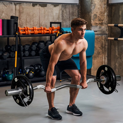 SPORTNOW Two 5kg Olympic Weight Plates for Barbell, with Tri-Grips