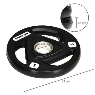 SPORTNOW Two 5kg Olympic Weight Plates for Barbell, with Tri-Grips