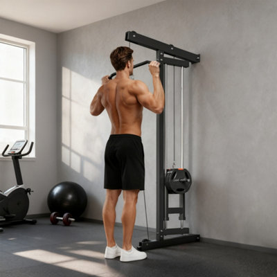 SPORTNOW Wall Mounted Crossover Cable Machine Lat Pull Down Machine