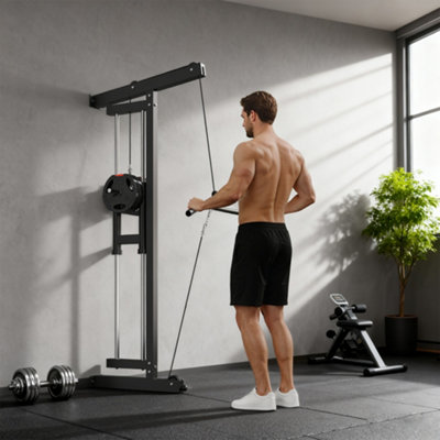 SPORTNOW Wall Mounted Crossover Cable Machine Lat Pull Down Machine